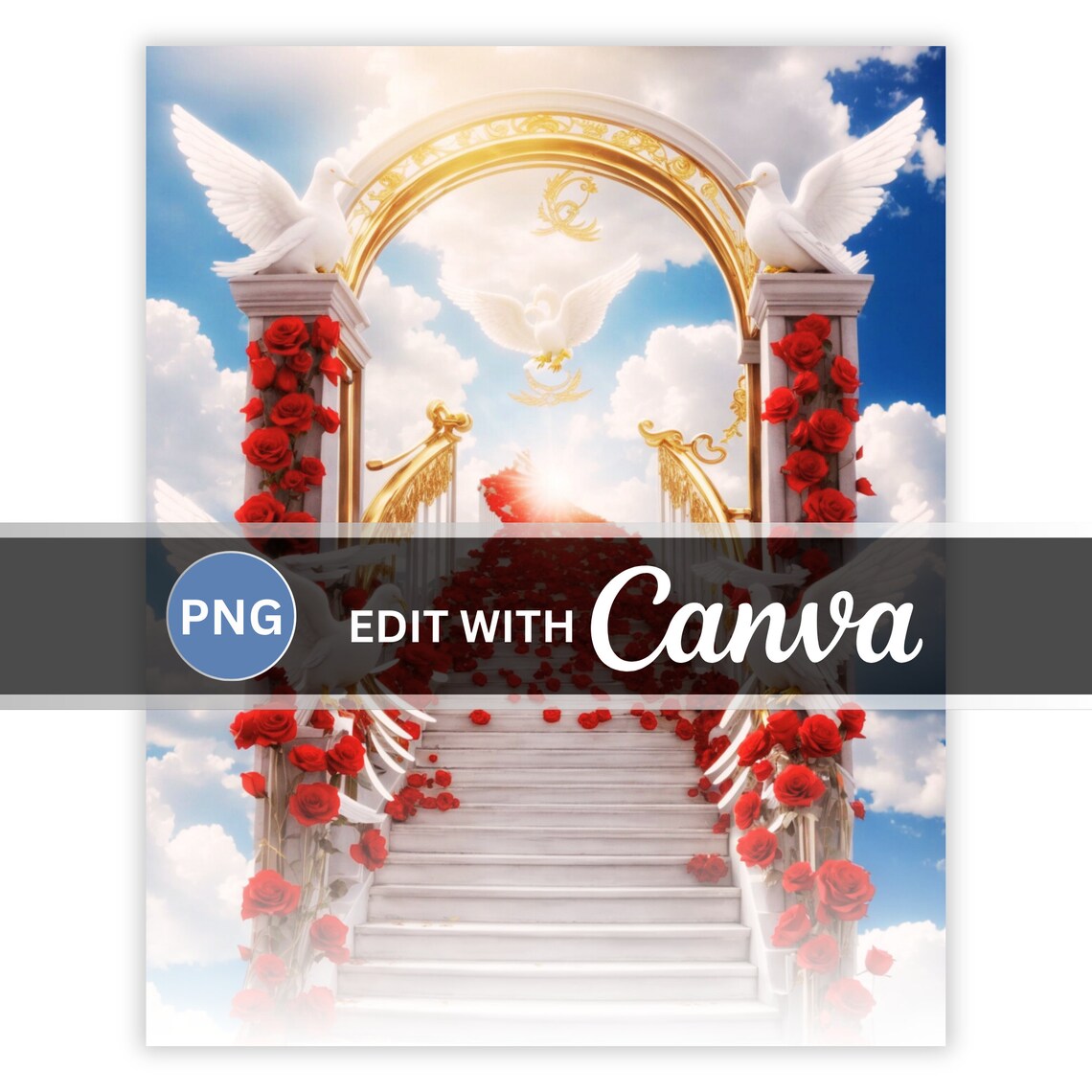 In Loving Memory PNG, Red Rose Heaven's Stairway Memorial Background ...