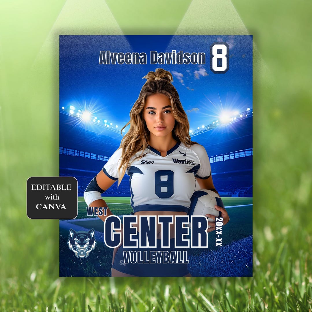 Volleyball Senior Design Poster or Sports Banner Canva Template High ...