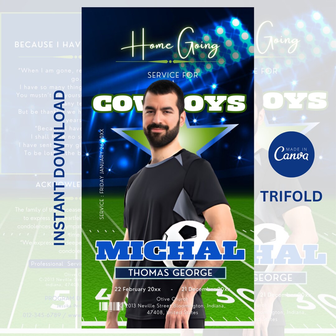 Buy Editable 11x17 Tri-fold Size Funeral Program Template, Memorial ...