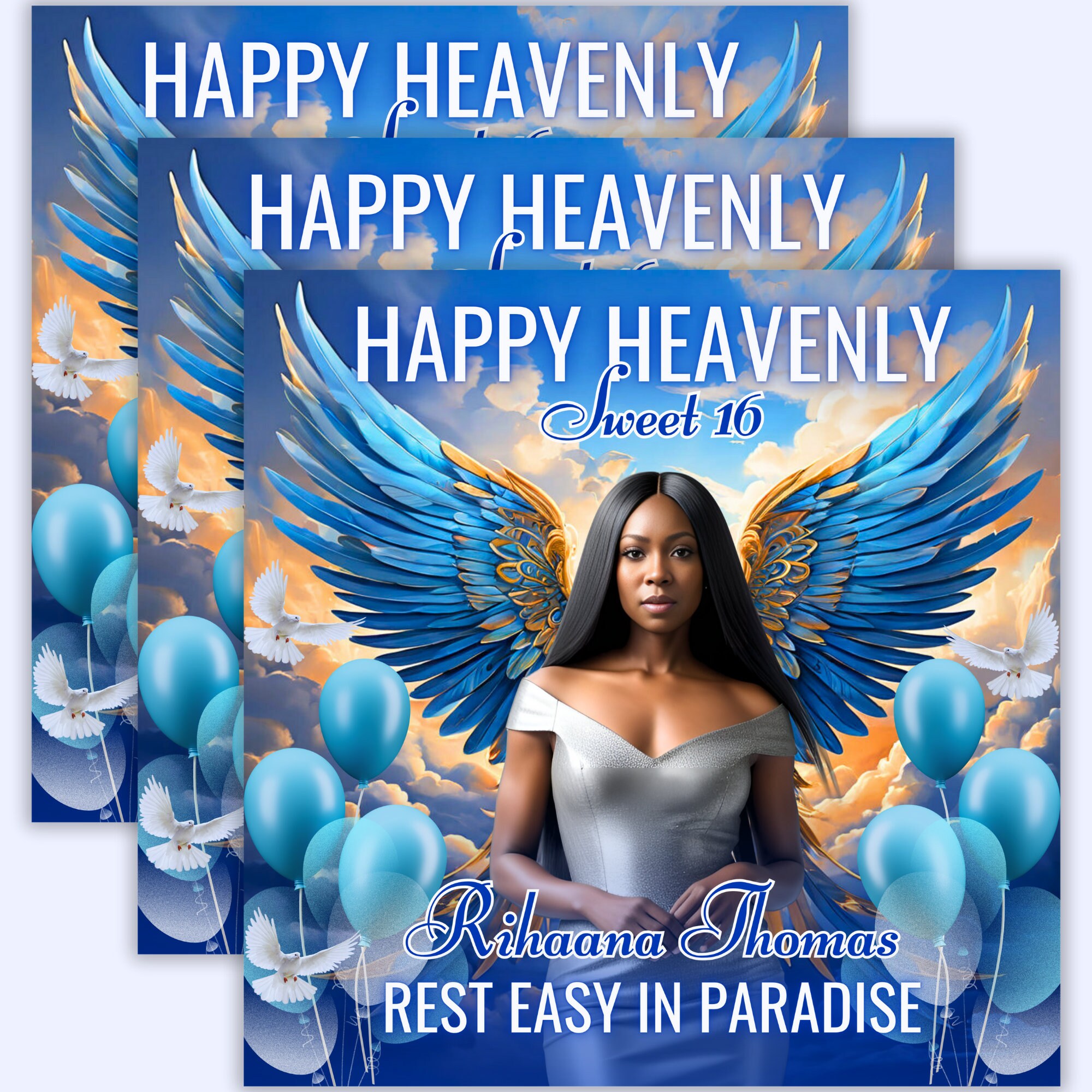Funeral Memorial Birthday, Heavenly Birthday Flyer, Editable Memorial ...