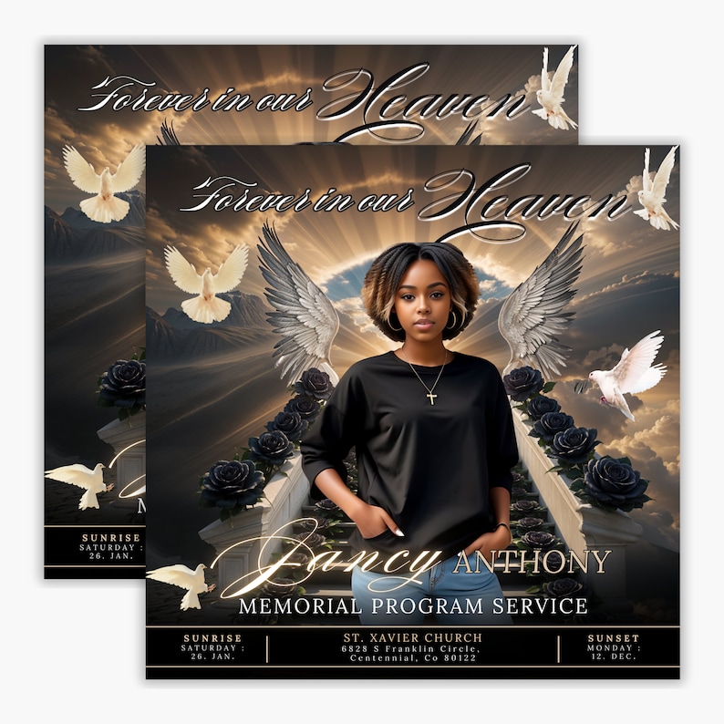 Memorial Funeral Announcement Flyer, Funeral Announcement Template, Funeral Invite Invitation ...