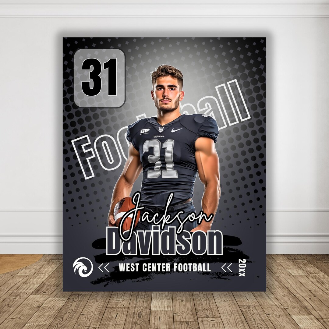 Editable Football Poster Template, Game Day Banner, Customizable Senior ...