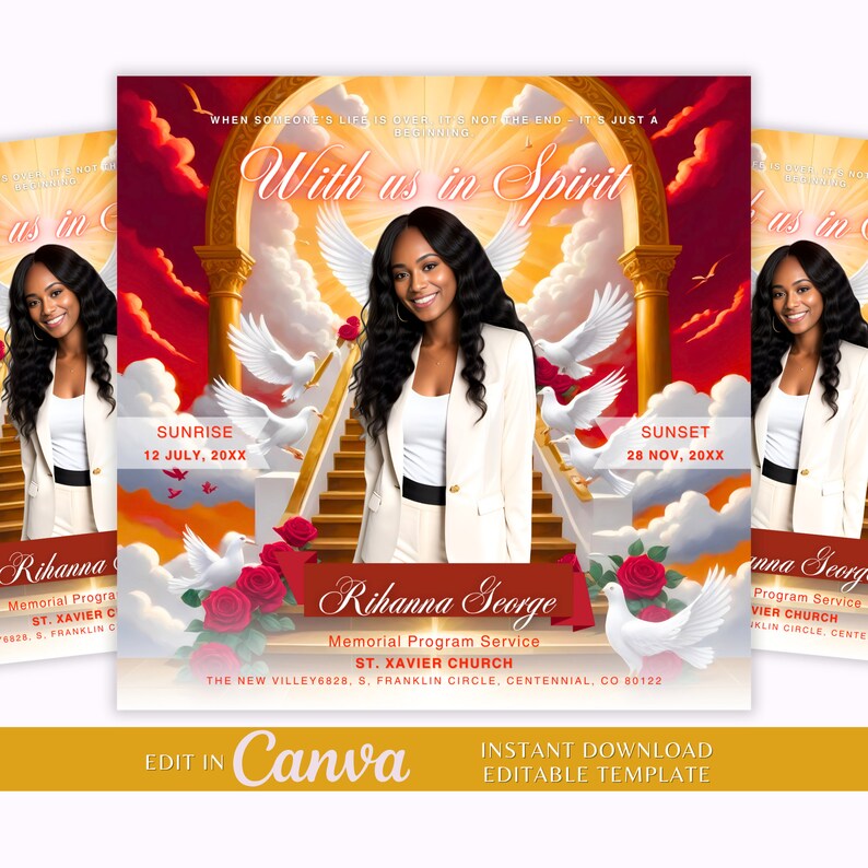Memorial Funeral Announcement Flyer, Funeral Announcement Template, Funeral Invite Invitation ...