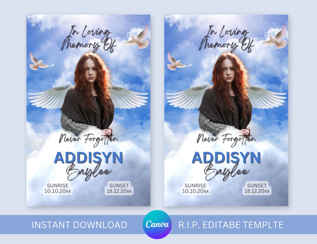 In Loving Memory, RIP Angel Wingstemplate, Memorial Rest in Peace Add ...