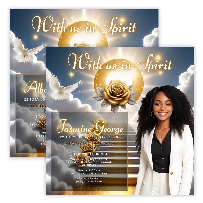 Funeral Invitation & Memorial Announcement Canva Template. Digital ...