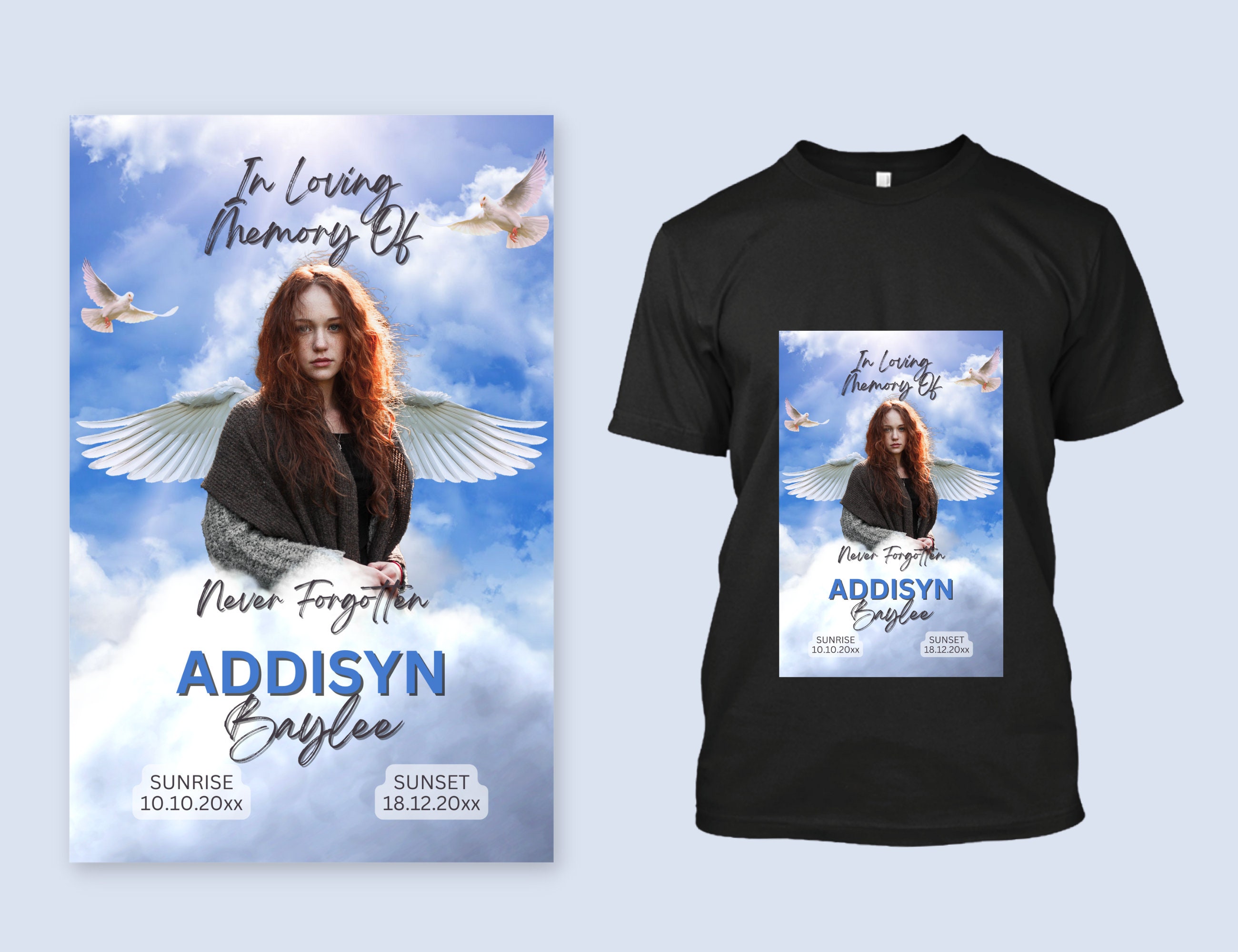 In Loving Memory, RIP Angel Wingstemplate, Memorial Rest in Peace Add ...