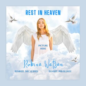 RIP Angel Wingstemplatememorial Rest in Peace Add Photo for - Etsy