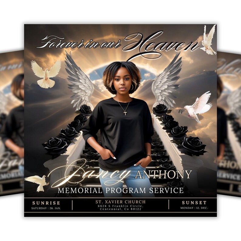 Memorial Funeral Announcement Flyer, Funeral Announcement Template, Funeral Invite Invitation ...