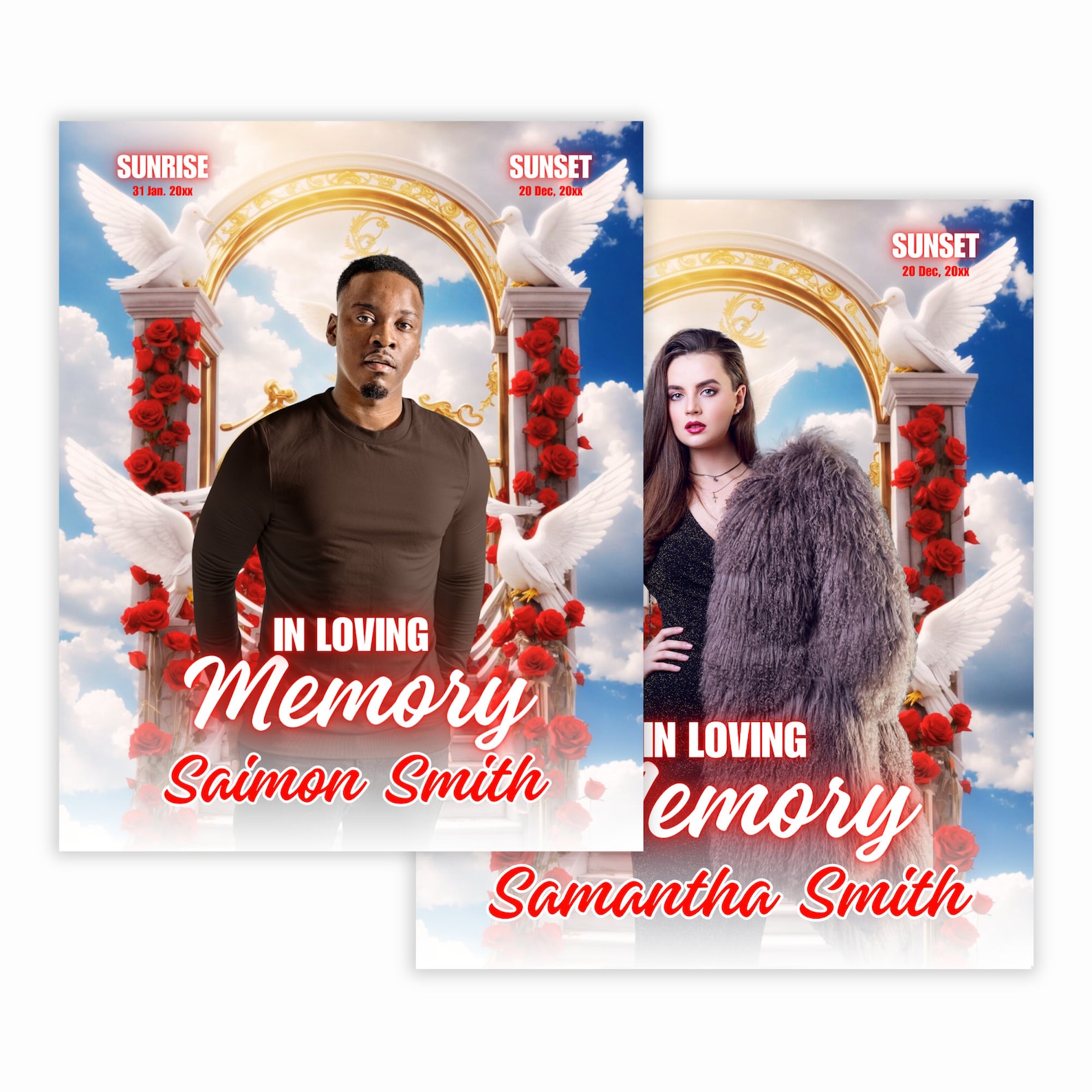 In Loving Memory PNG, Red Rose Heaven's Stairway Memorial Background ...