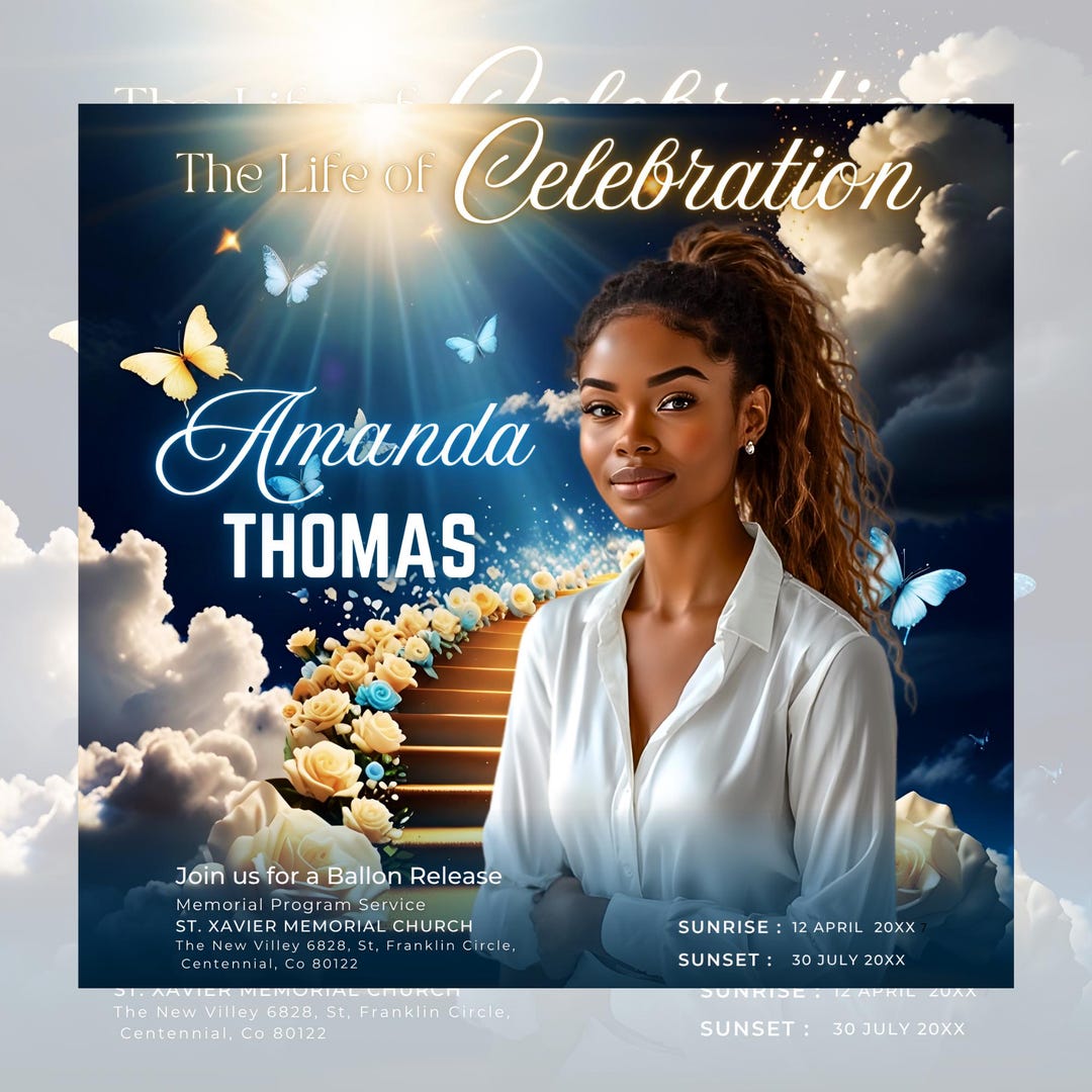 Memorial Funeral Announcement Flyer, Funeral Announcement Template ...