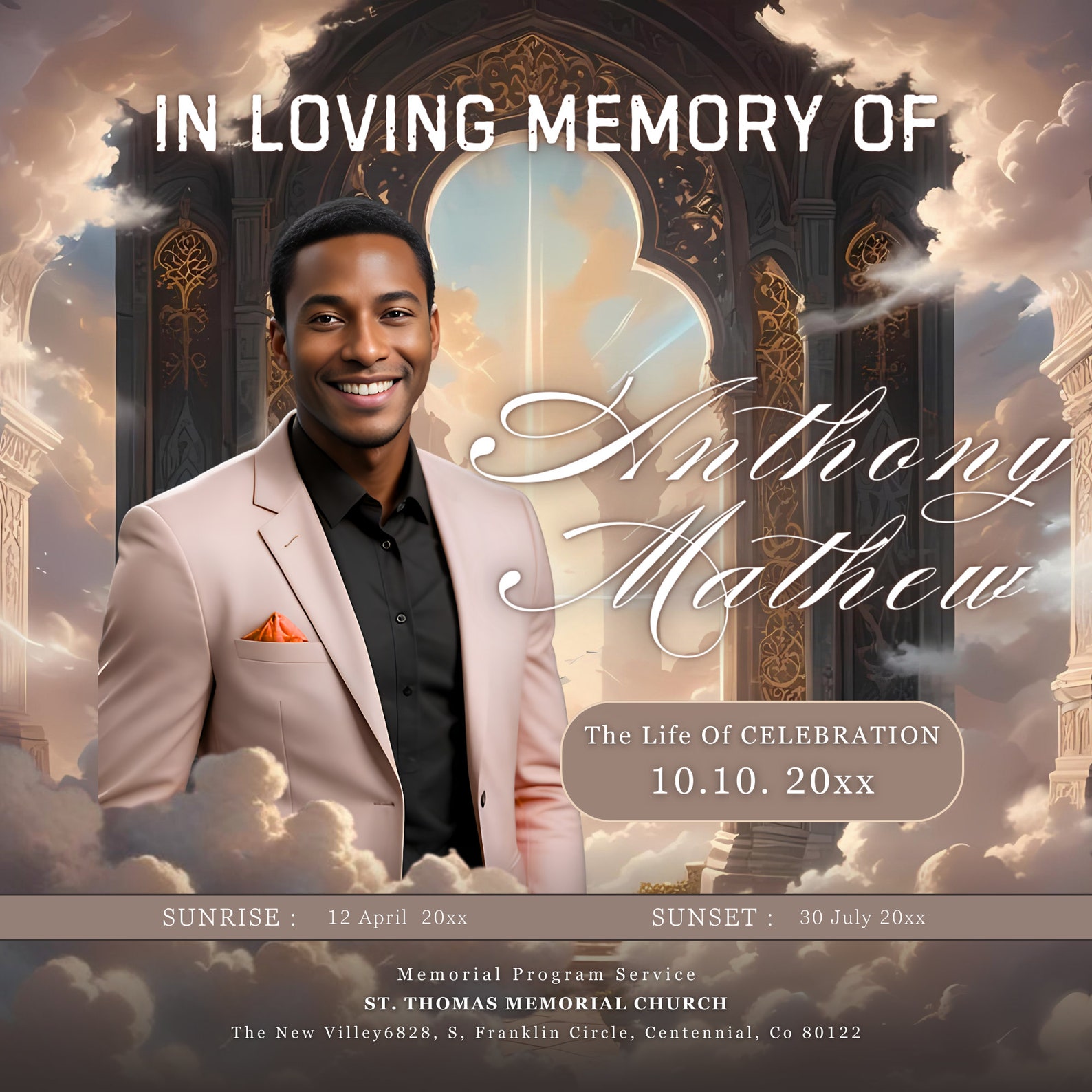 Memorial Funeral Announcement Flyer, Funeral Announcement Template ...