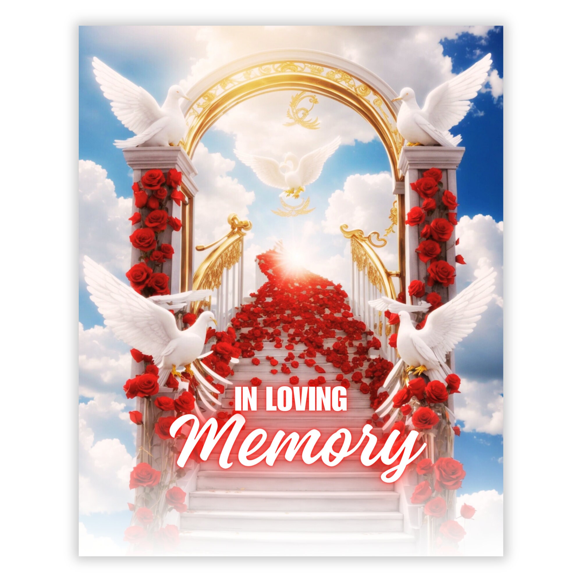 In Loving Memory PNG, Red Rose Heaven's Stairway Memorial Background ...