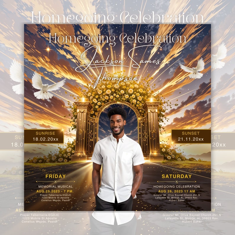 Memorial Funeral Announcement Flyer, Funeral Announcement Template ...