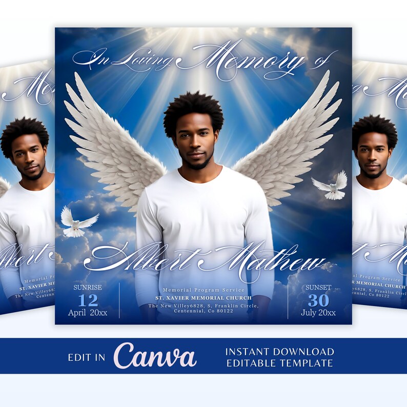 Memorial Funeral Announcement Flyer, Funeral Announcement Template, Funeral Invite Invitation ...