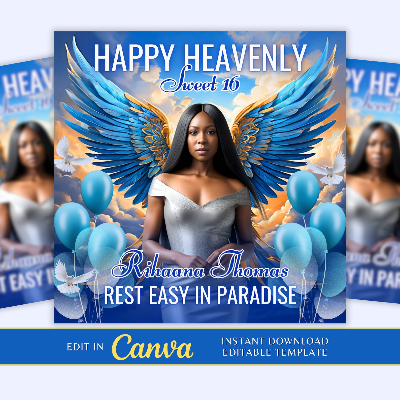 Memorial Birthday Flyer, Editable Stairway to Heaven Template (digital ...