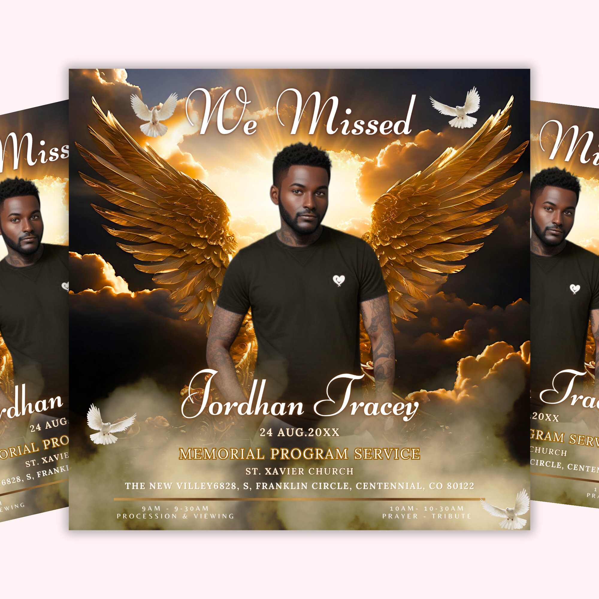 Memorial Funeral Announcement Flyer, Funeral Invitation, Memorial ...