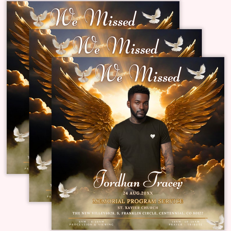 Memorial Funeral Announcement Flyer, Funeral Invitation, Memorial ...