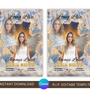 RIP Angel Wingstemplate,memorial Rest in Peace Add Photo for Funeral ...