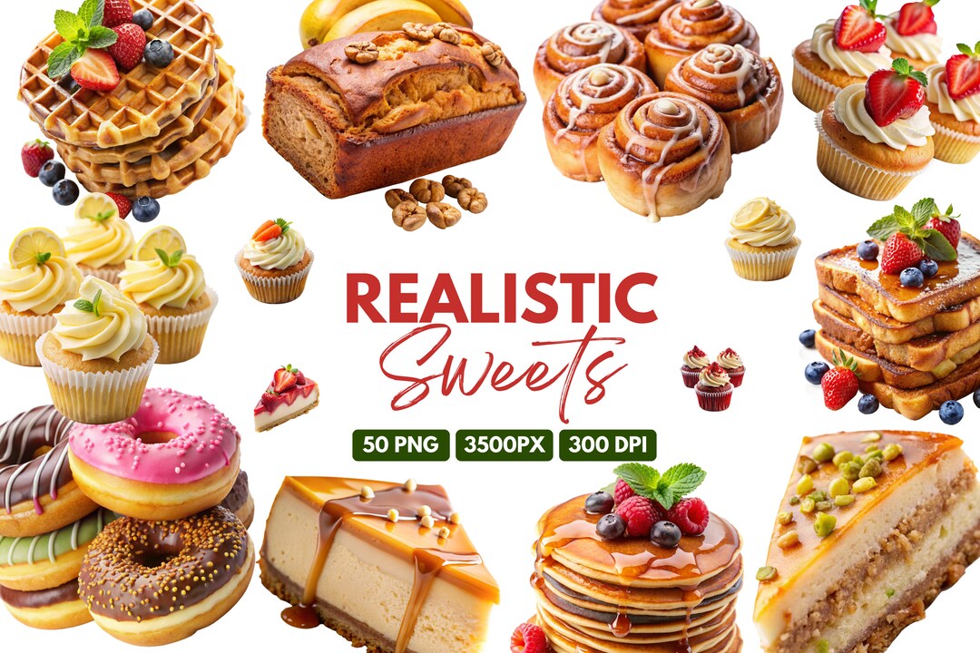 Realistic Sweets Clipart Digital Design Elements for Scrapbooking Web ...