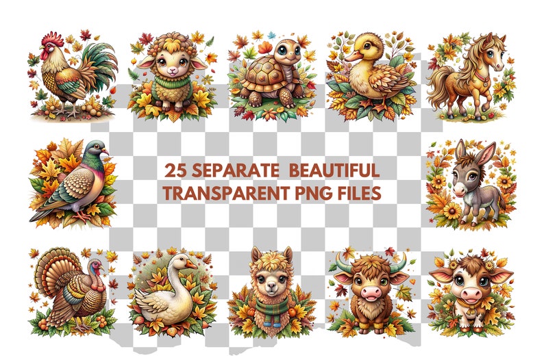 Farm Animal Autumn Clipart Bundle for Kids Education Storybooks ...