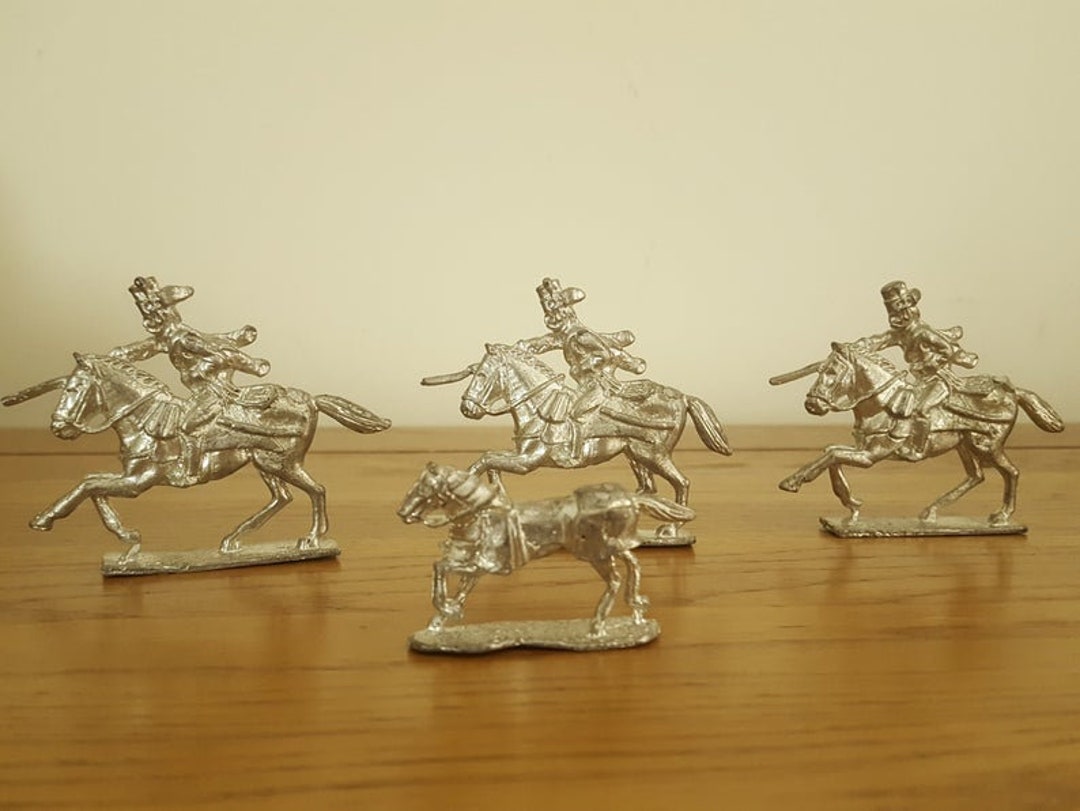Vintage Metal Horse and Riders, Miniature Military Figurines ...