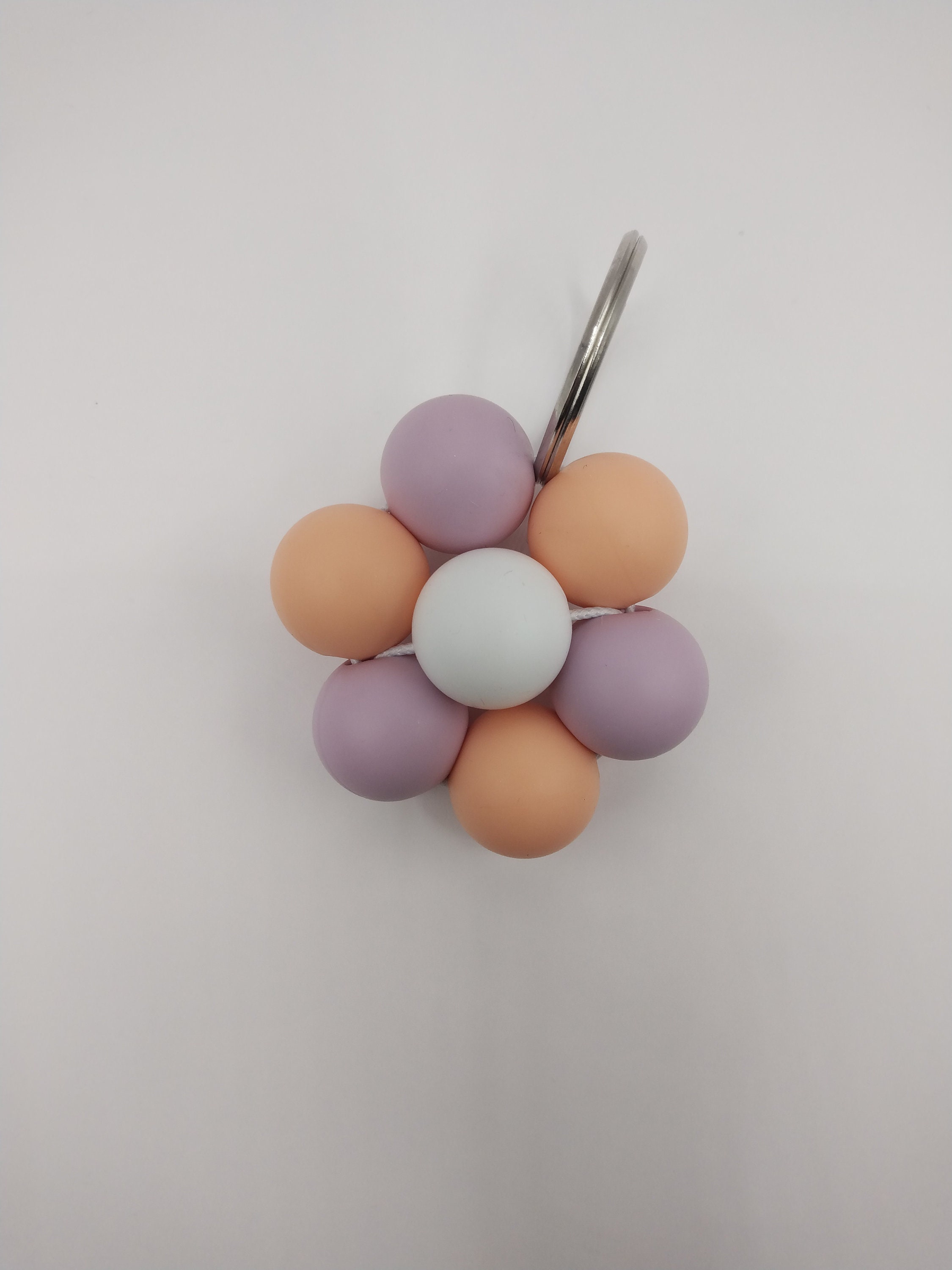Pink and Purple Flower Silicone Bead Keychain, Silicone Beads Keychains ...