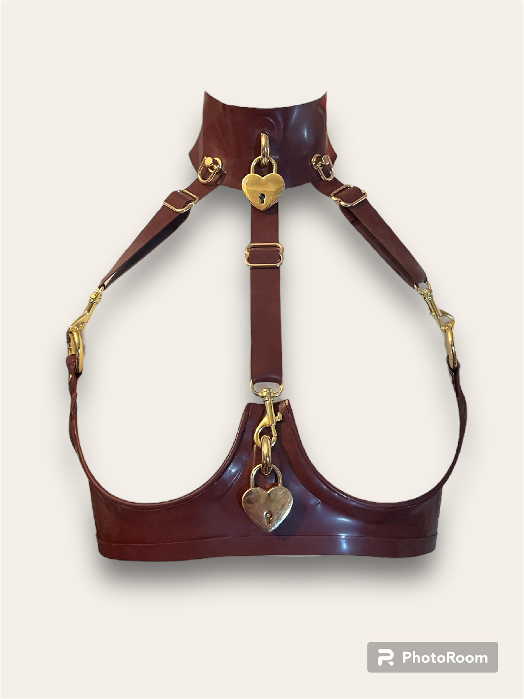 O-ring/padlock Latex Cupless Bra With Choker - Etsy