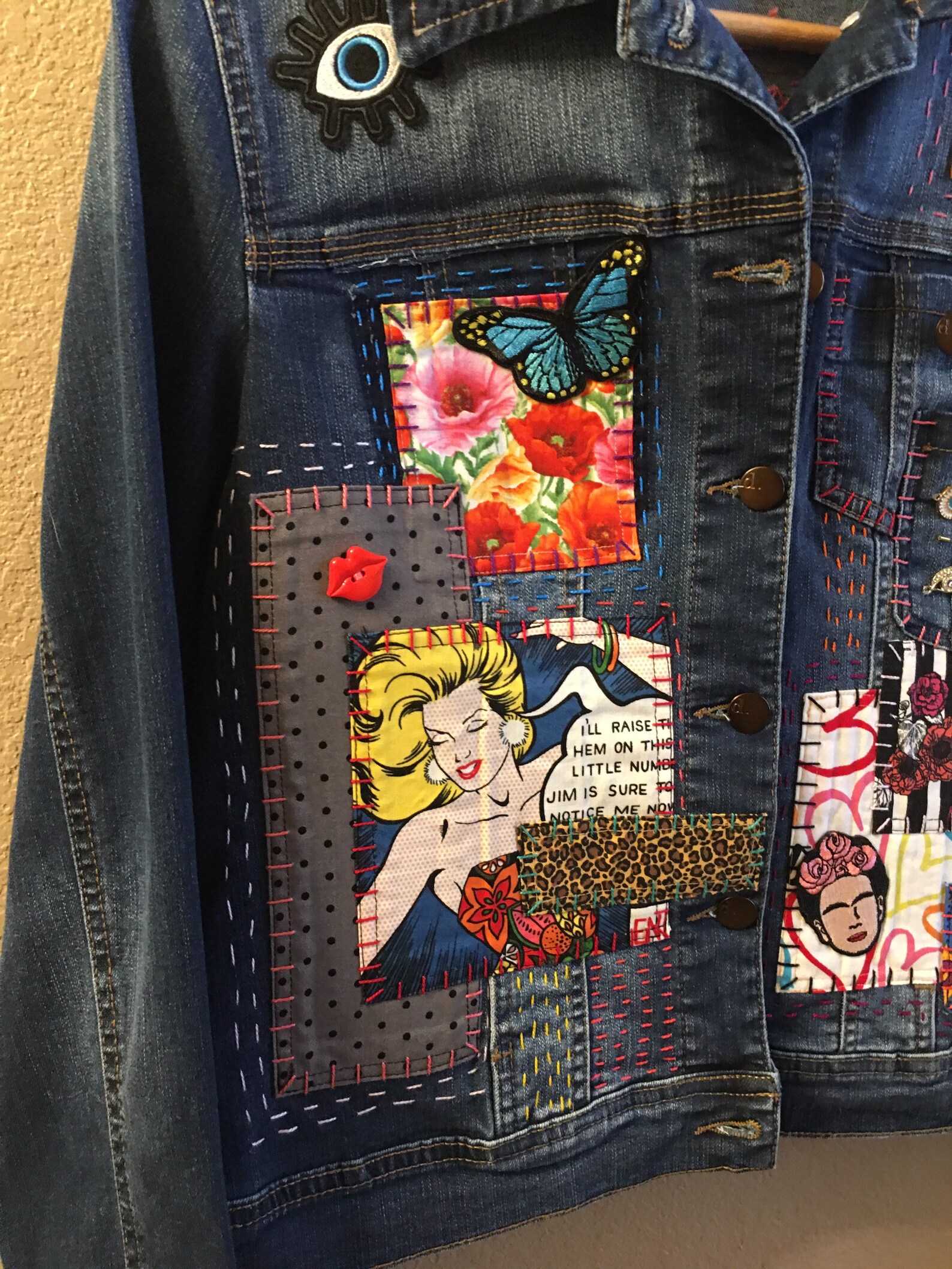 Womens Jacket, Denim Jacket, Pop Art Upcycled and Embellished - Etsy