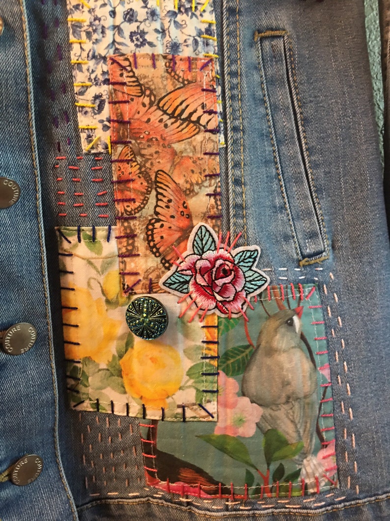 CUSTOM ORDER Womens Jacket, Denim Jacket, Patchwork, Upcycled ...
