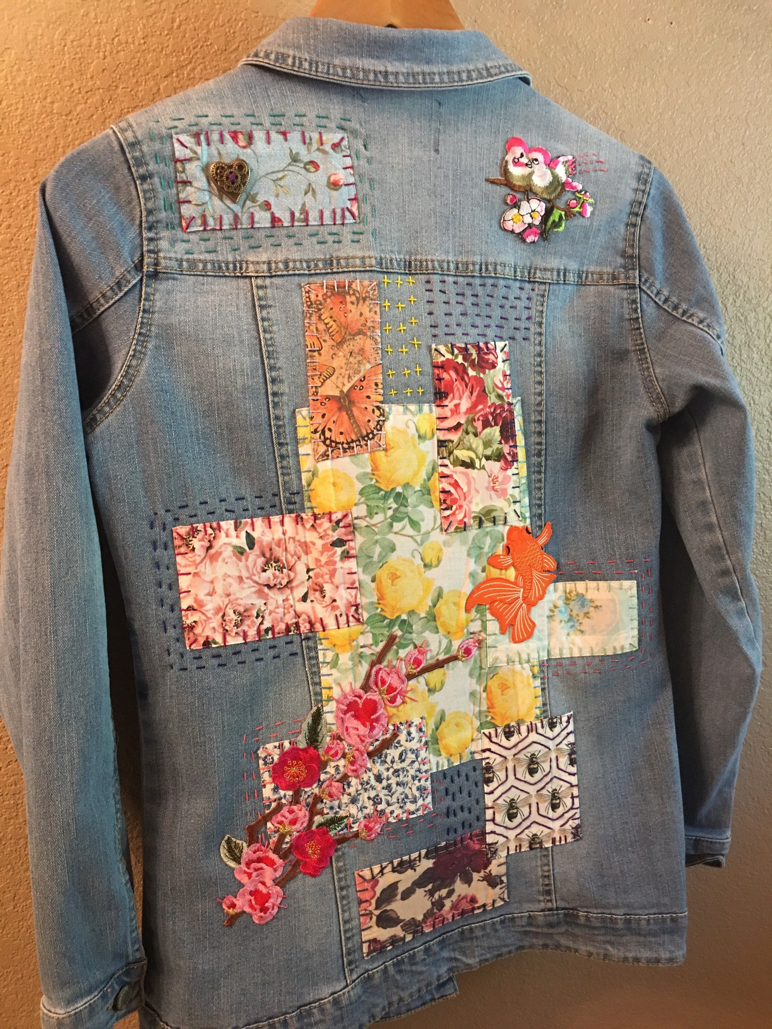 CUSTOM ORDER Womens Jacket, Denim Jacket, Patchwork, Upcycled ...