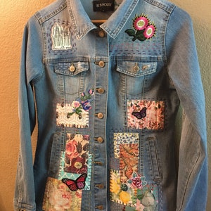 CUSTOM ORDER Womens Jacket, Denim Jacket, Patchwork, Upcycled ...