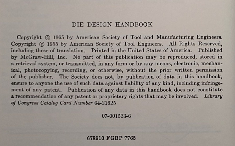 Die Design Handbook/practical Reference Book for Every Class of Sheet ...