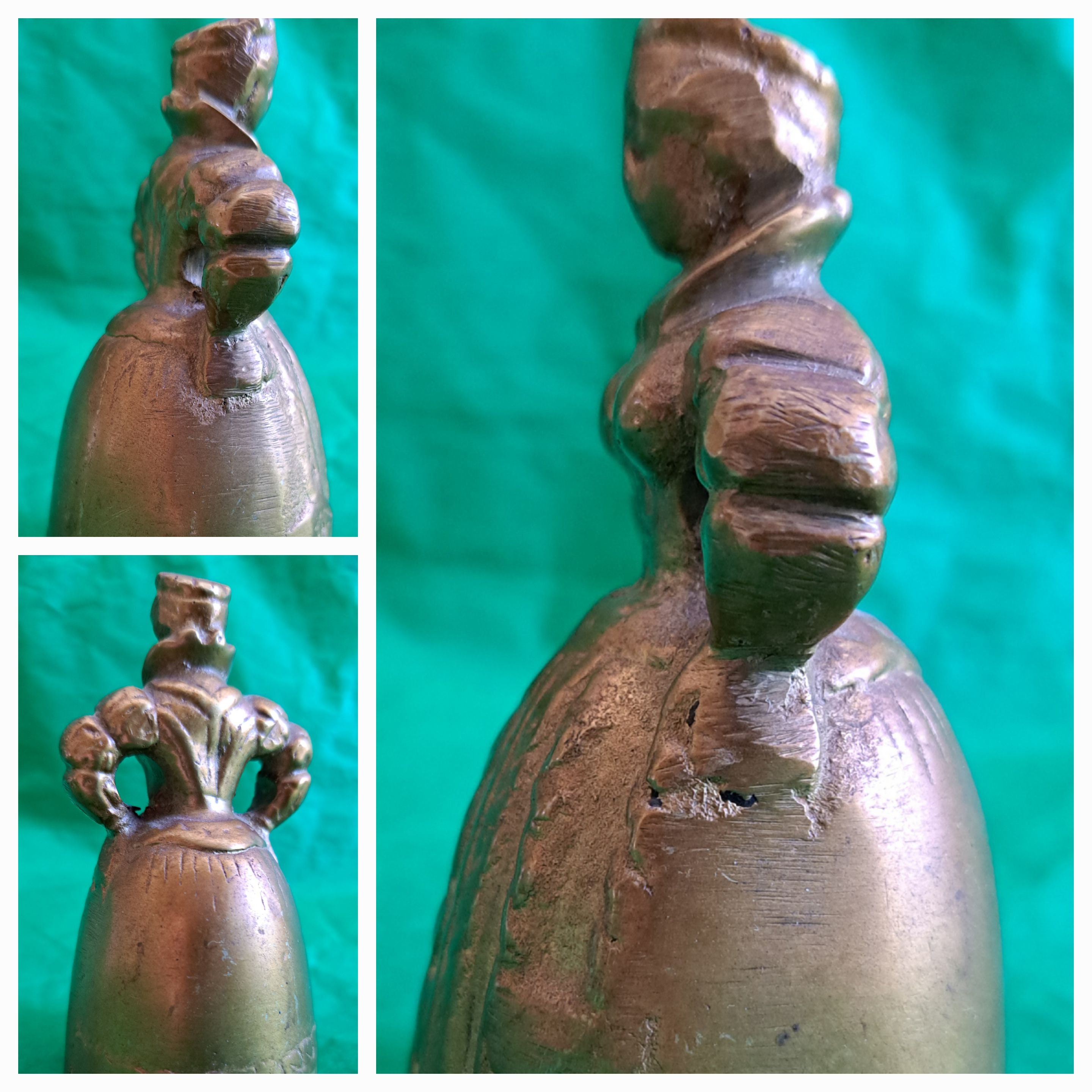 Vintage Brass Elizabethan Lady Dinner Bell/measures 3 1/2 X 1 1/2/wear ...