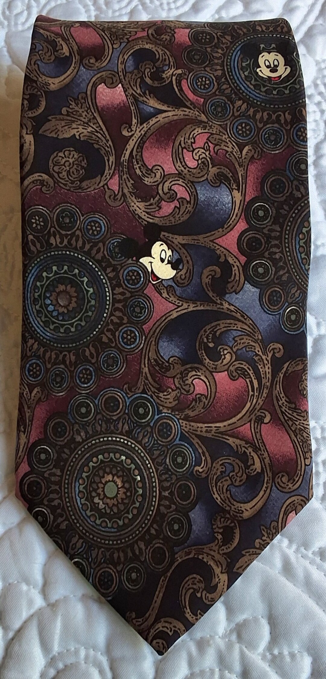 Mouse Necktie/hidden Mickey in Blue, Brown and Maive Paisley/90's/rare ...