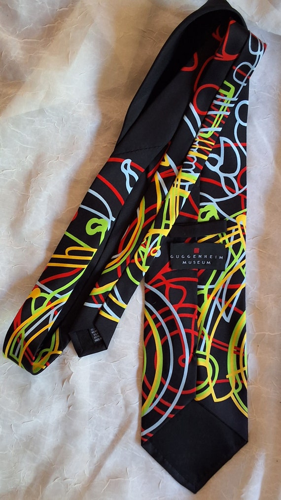 Guggenheim Museum tie/Vintage 100% Silk/Black with ci… - Gem