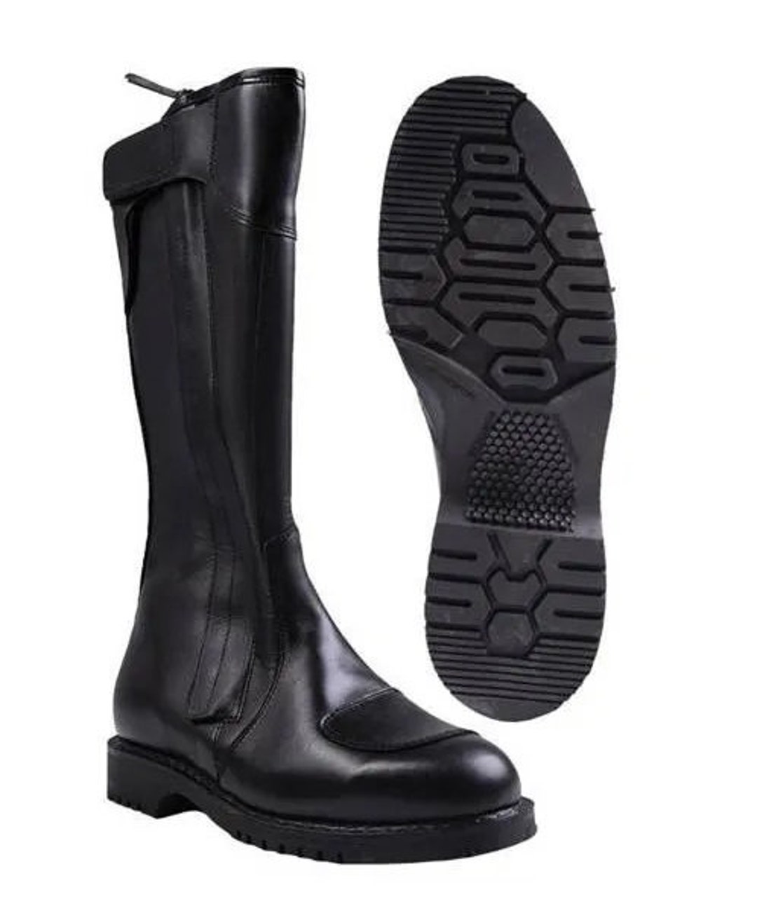 NEW Bundeswehr Military Police Motorcycle Leather Boots Black UK7/EU41 ...