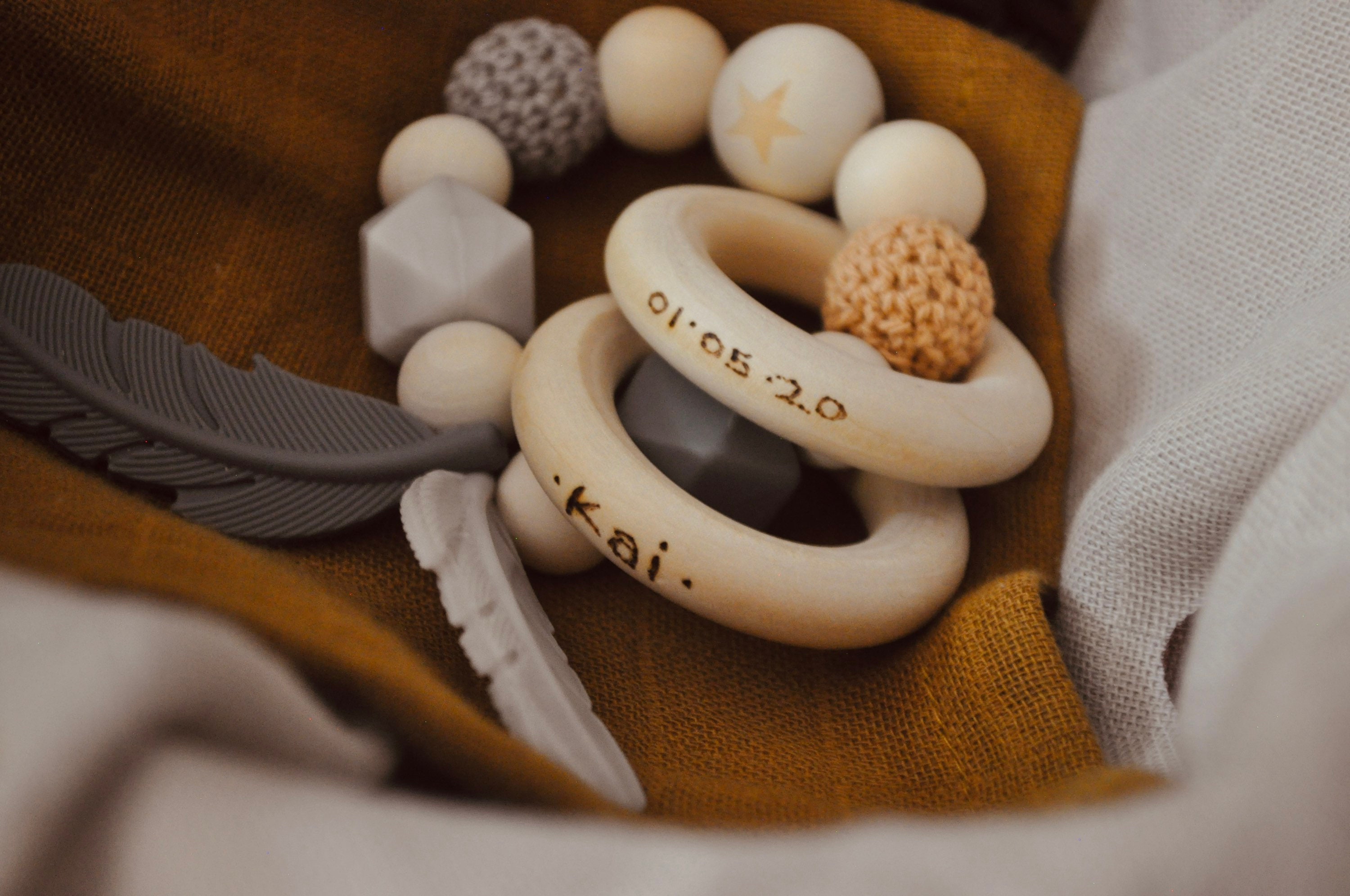 Baby Wooden Personalized Rattle With Name and Birth Date of - Etsy