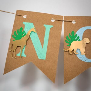 Personalised Banner With Blue and Green Letters, Custom Bunting, Safari ...