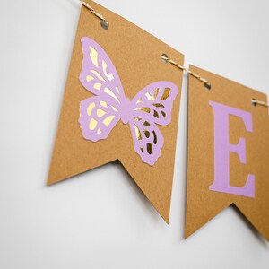 Personalised Banner With Purple Letters, Custom Bunting, Butterfly Name ...