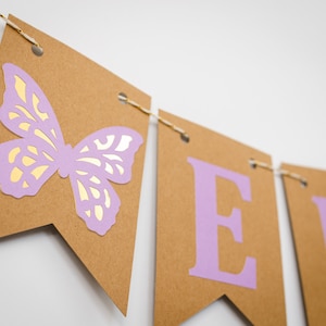 Personalised Banner With Purple Letters, Custom Bunting, Butterfly Name ...