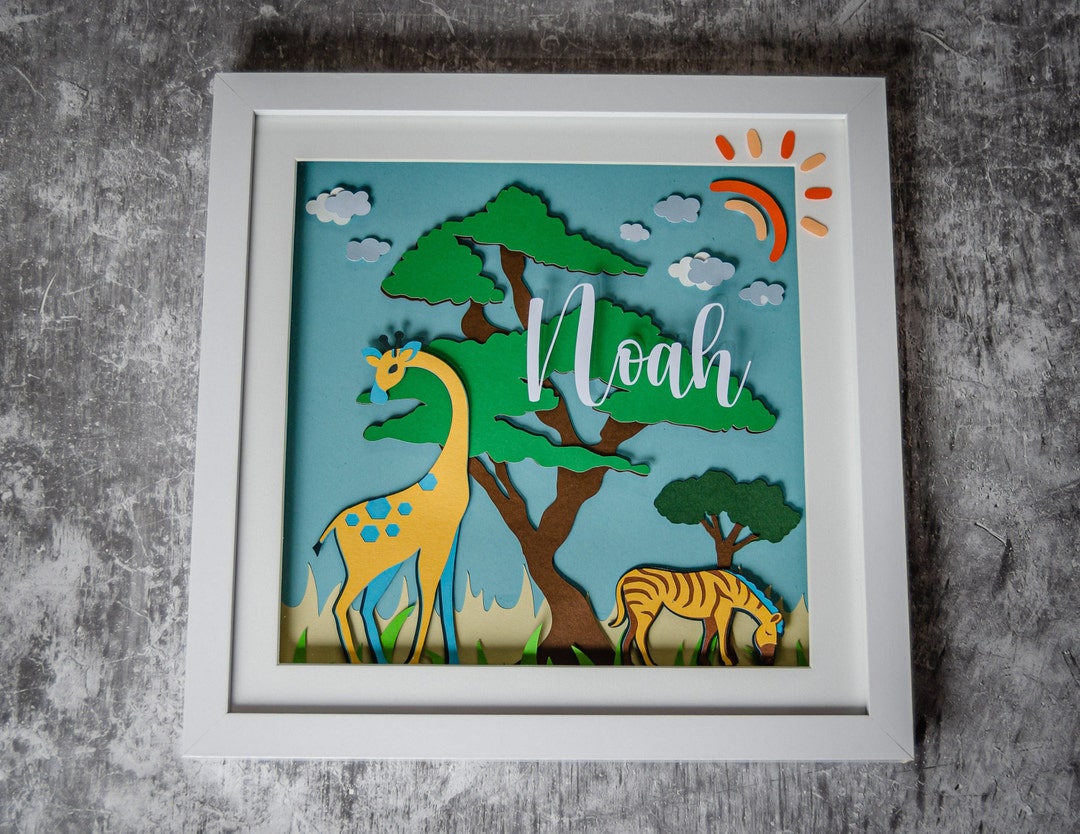 Personalized Shadow Box, Safari Wall Decor - Etsy UK