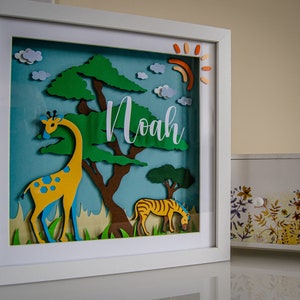 Personalized Shadow Box, Safari Wall Decor - Etsy UK