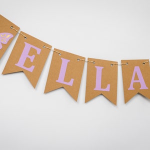 Personalised Banner With Purple Letters, Custom Bunting, Butterfly Name ...