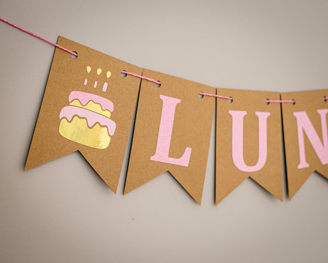Personalised Banner With Pink Letters, Custom Bunting, Name Banner ...