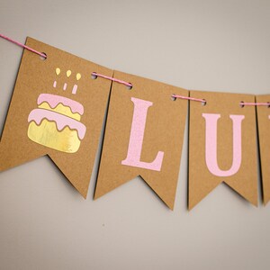 Personalised Banner With Pink Letters, Custom Bunting, Name Banner ...