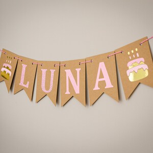 Personalised Banner With Pink Letters, Custom Bunting, Name Banner ...