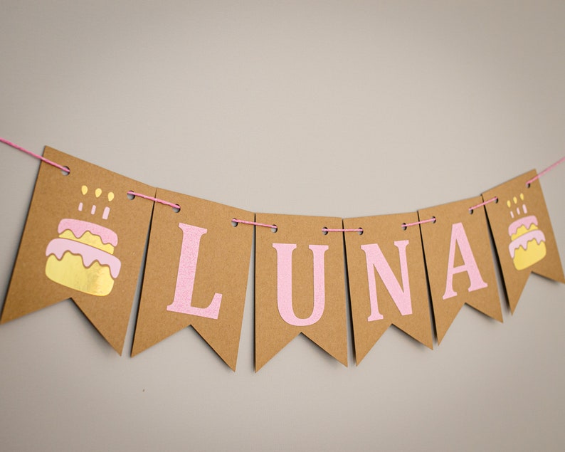 Personalised Banner With Pink Letters, Custom Bunting, Name Banner ...