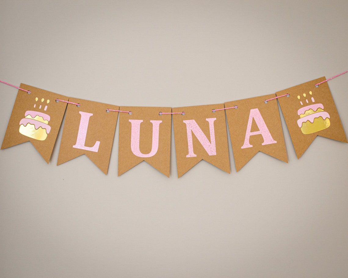 Personalised Banner With Pink Letters Custom Bunting Name | Etsy
