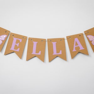 Personalised Banner With Purple Letters, Custom Bunting, Butterfly Name ...