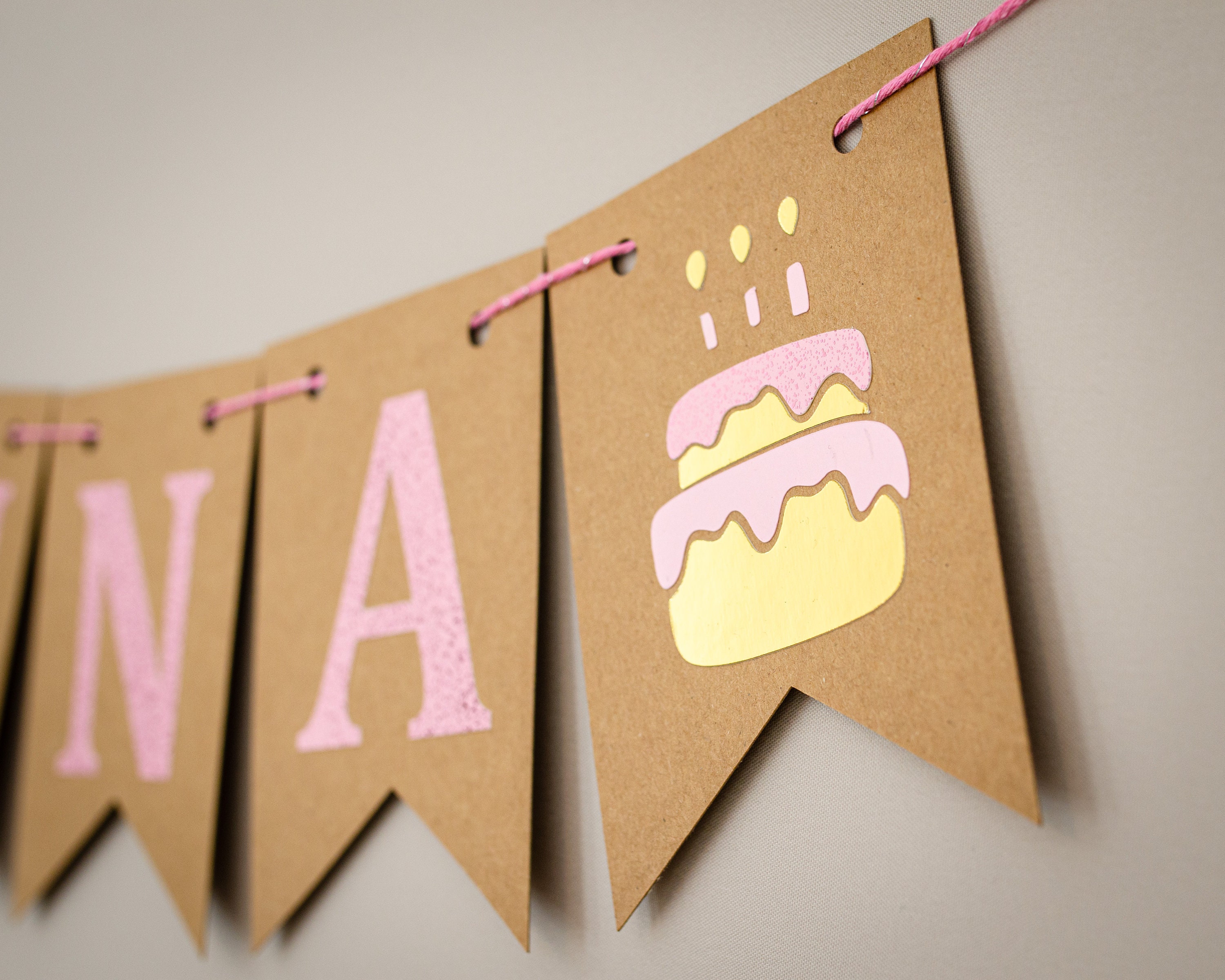 Personalised Banner With Pink Letters, Custom Bunting, Name Banner ...